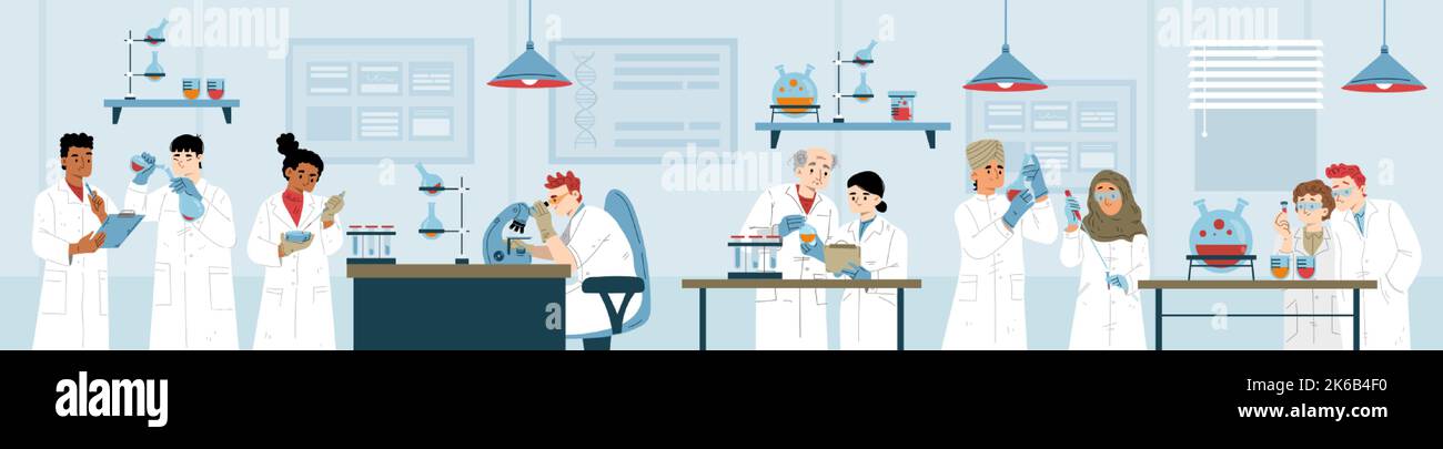 Science laboratory research and development. Medicine, genetics, chemistry or biochemistry ...