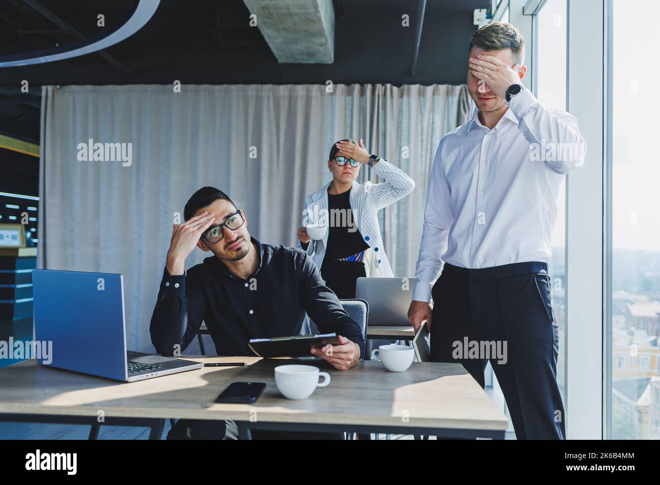 Caucasian male CEO businessman leader with team of diverse colleagues ...