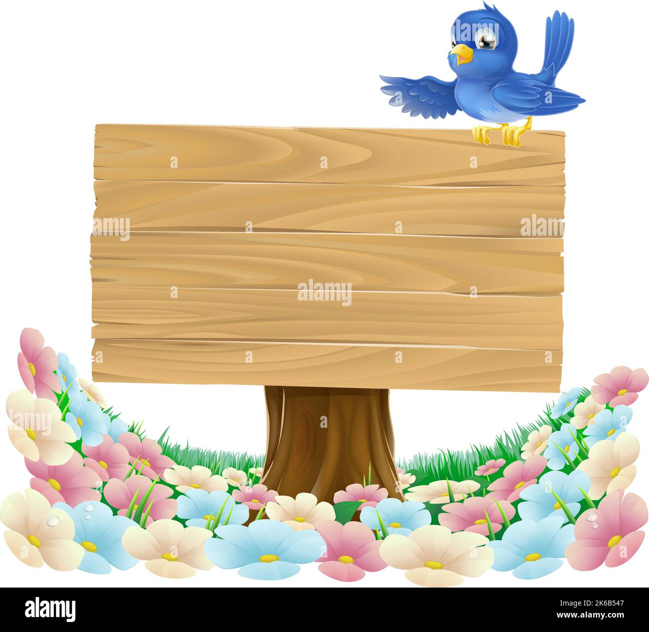 Bluebird Bird Cartoon Wooden Background Sign Stock Vector Image & Art ...
