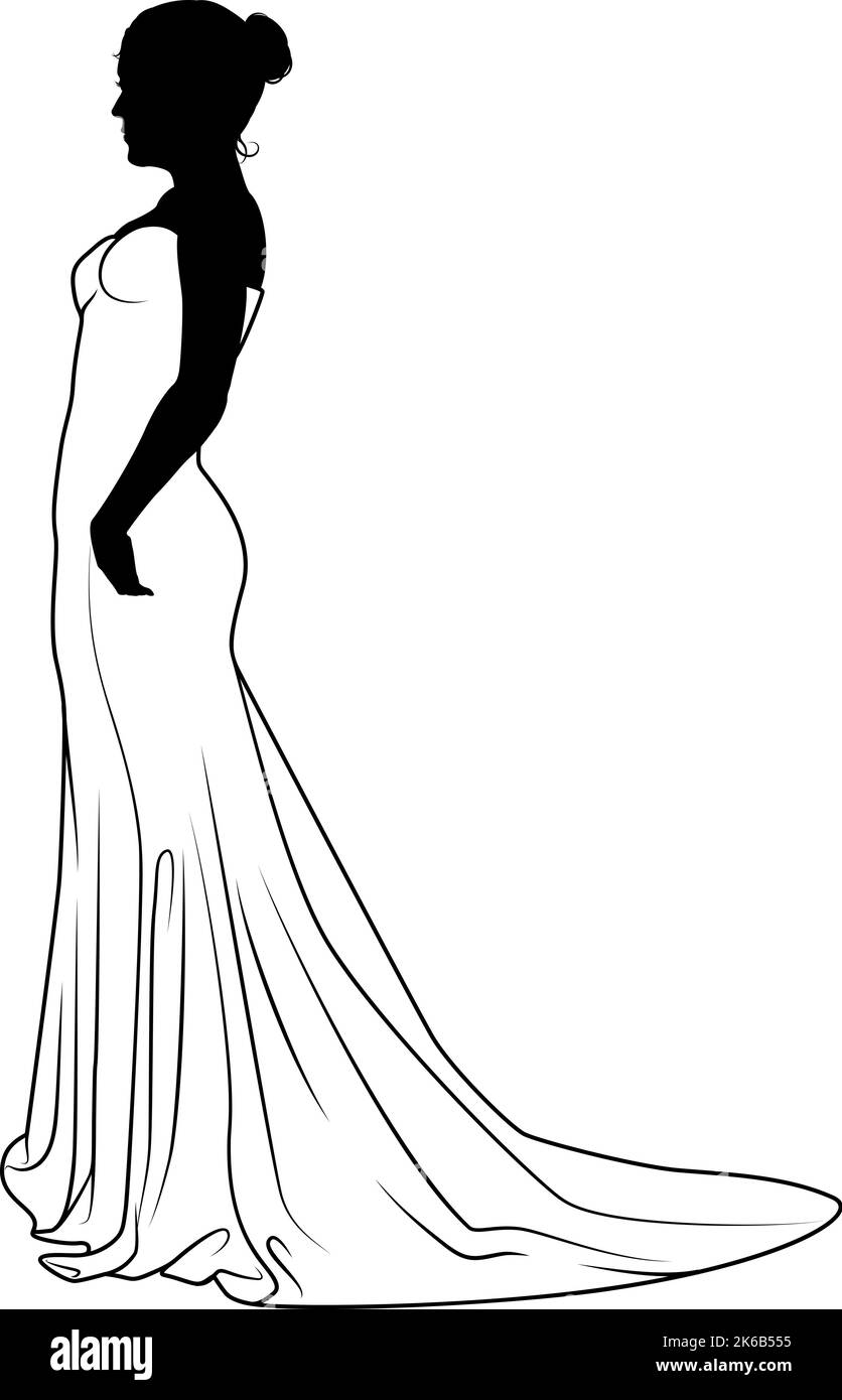 Bride Bridal Wedding Dress Silhouette Woman Design Stock Vector Image ...