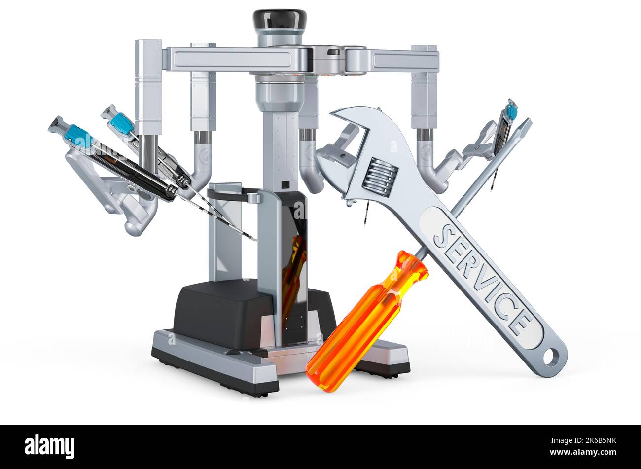 Robotic surgical system with screwdriver and wrench, 3D rendering ...