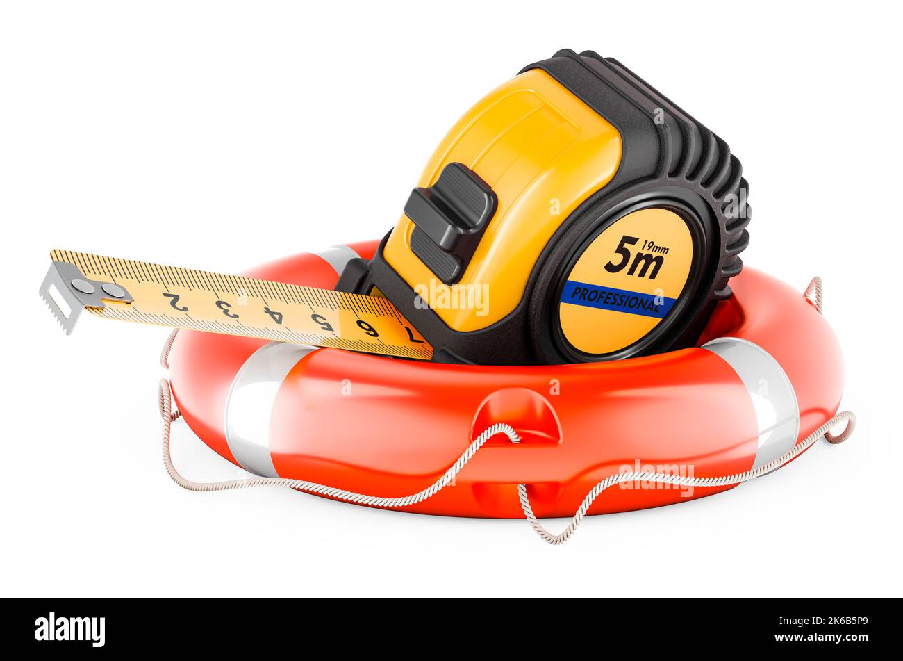 Tape measure with lifebelt, 3D rendering isolated on white background ...