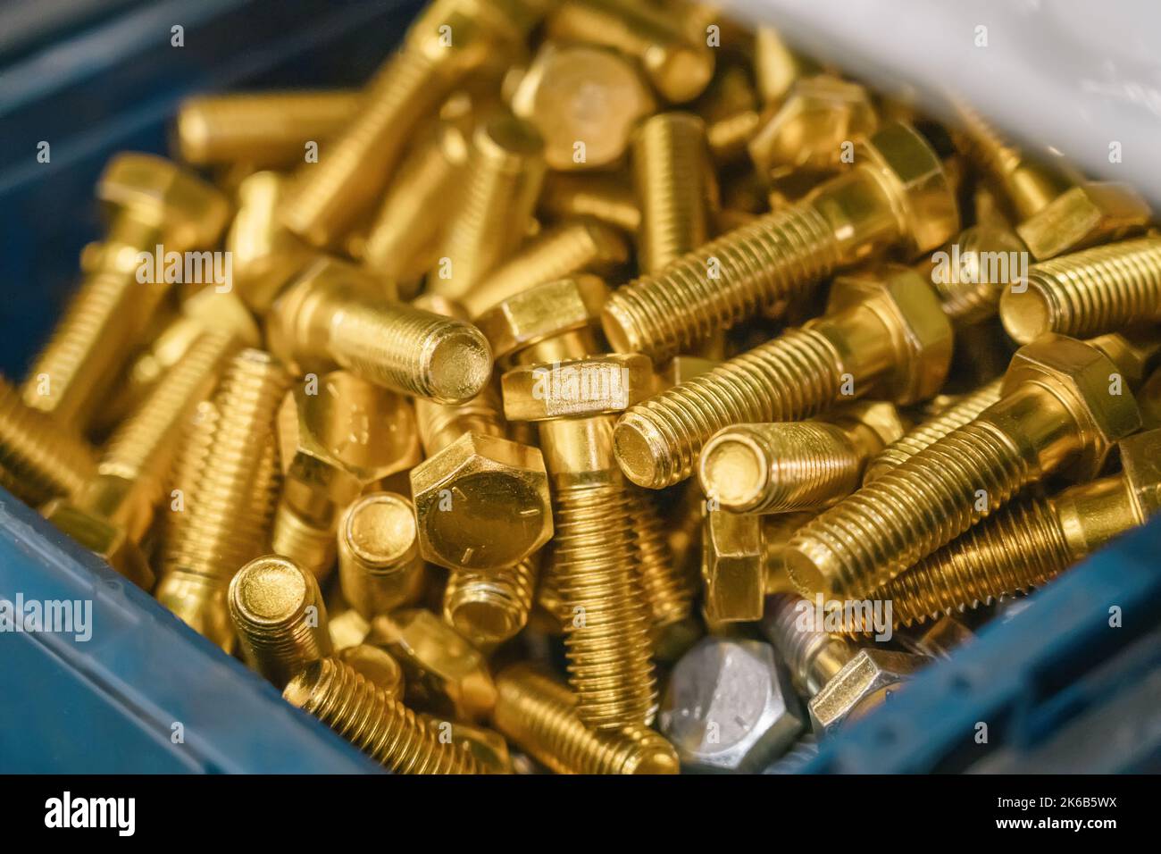 Metal screw bolts top view as industrial equipment background Stock ...