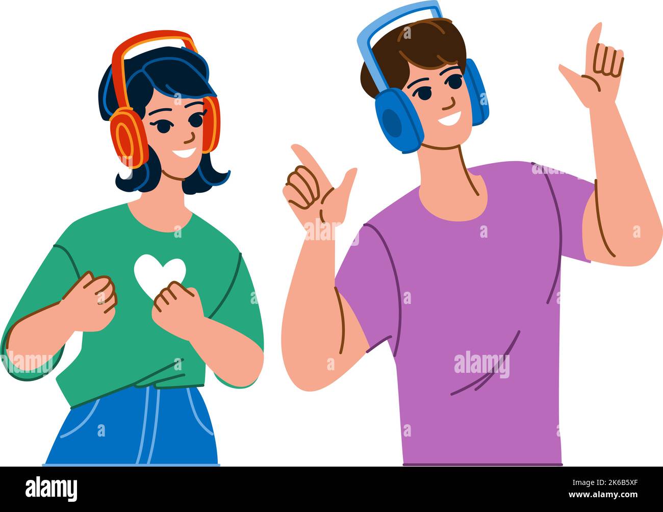 couple listening music vector Stock Vector Image & Art - Alamy