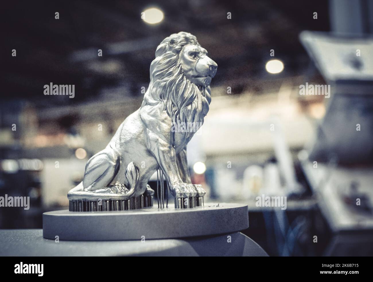 Object printed on metal 3d printer close-up. Object printed in laser ...