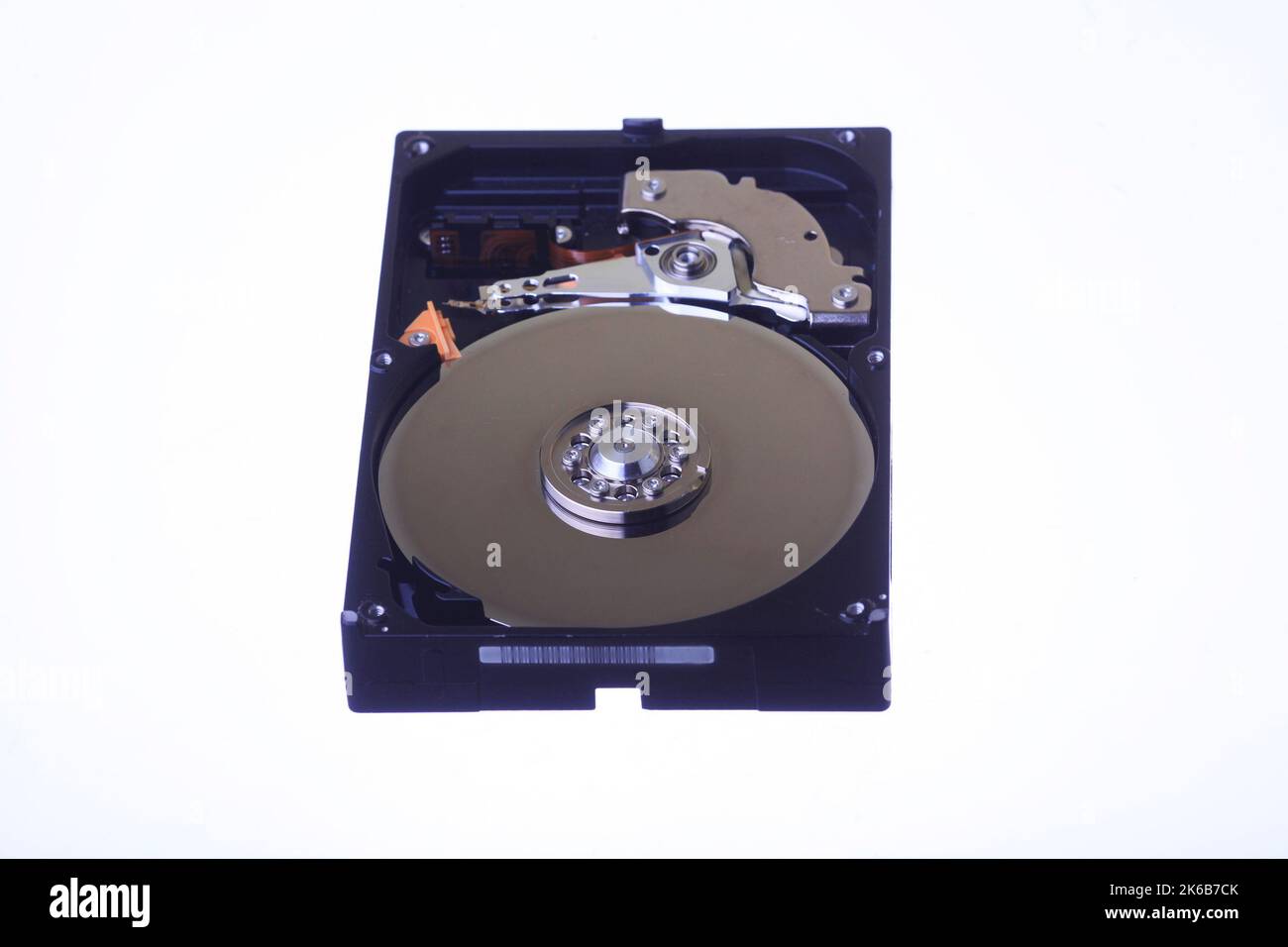 Internal view of computer hard disk isolated on white background Stock ...