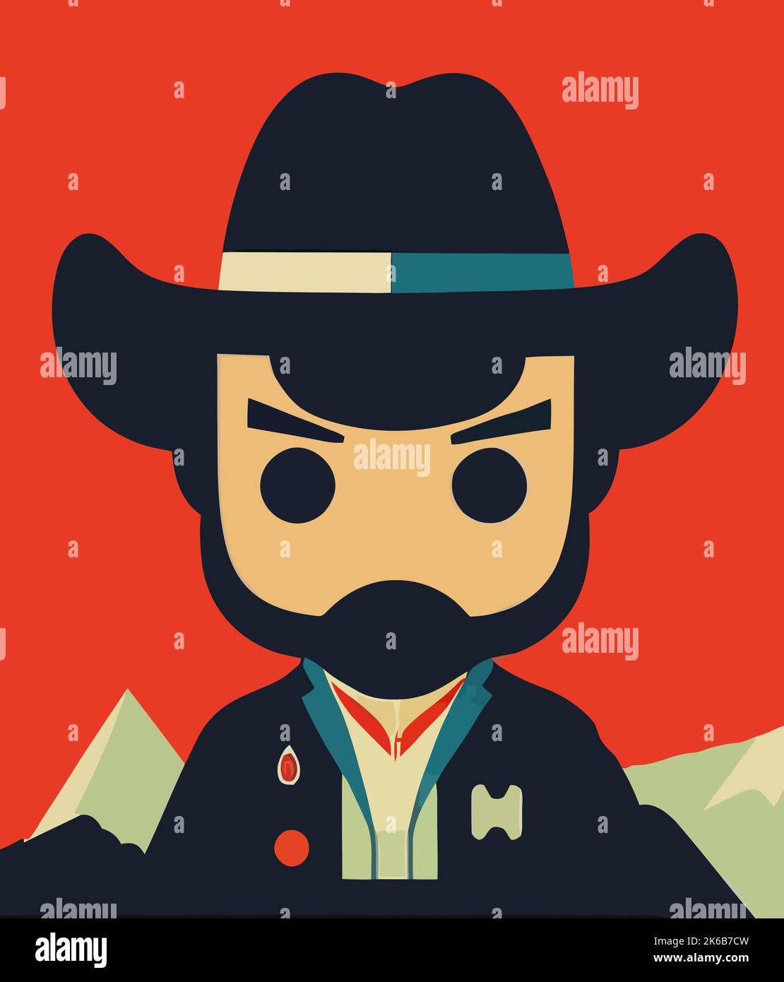 A vertical digital drawing of a sheriff on an orange background Stock ...