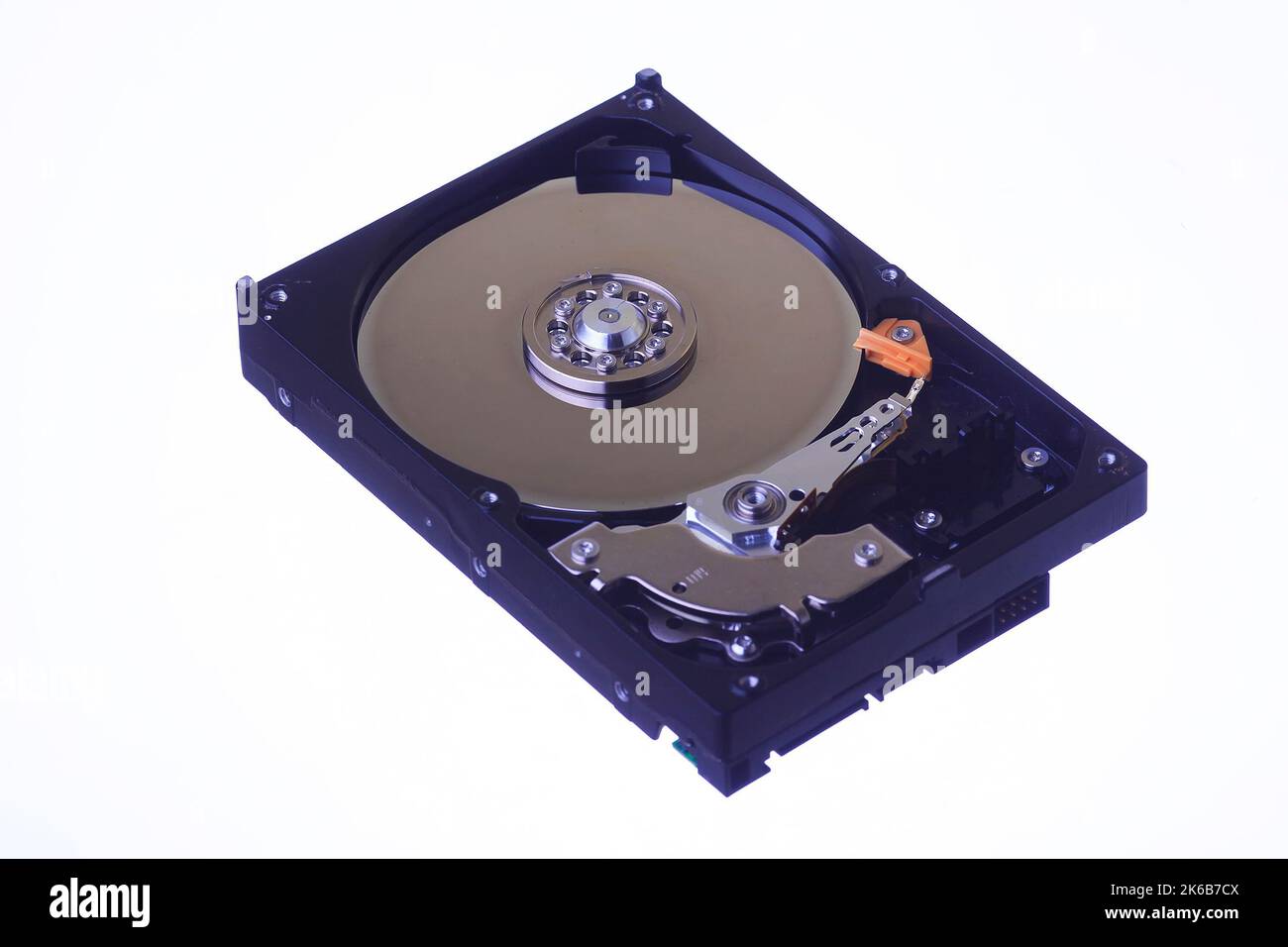 Internal view of computer hard disk isolated on white background Stock ...