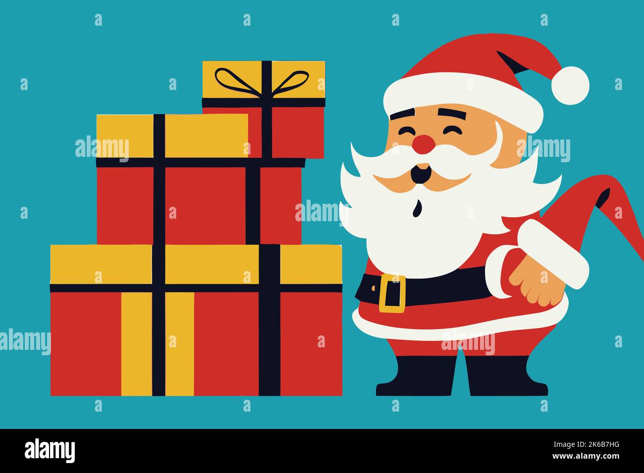 A digital drawing of Santa Claus on a Christmas theme background Stock ...