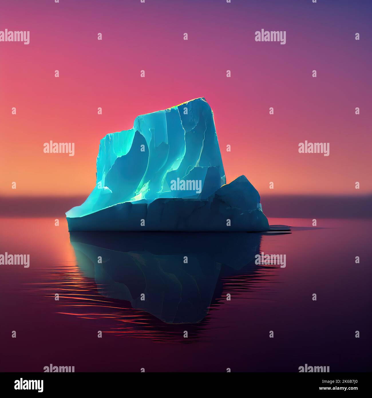 Blue iceberg abstract image. Iceberg in calm water. Digital ...
