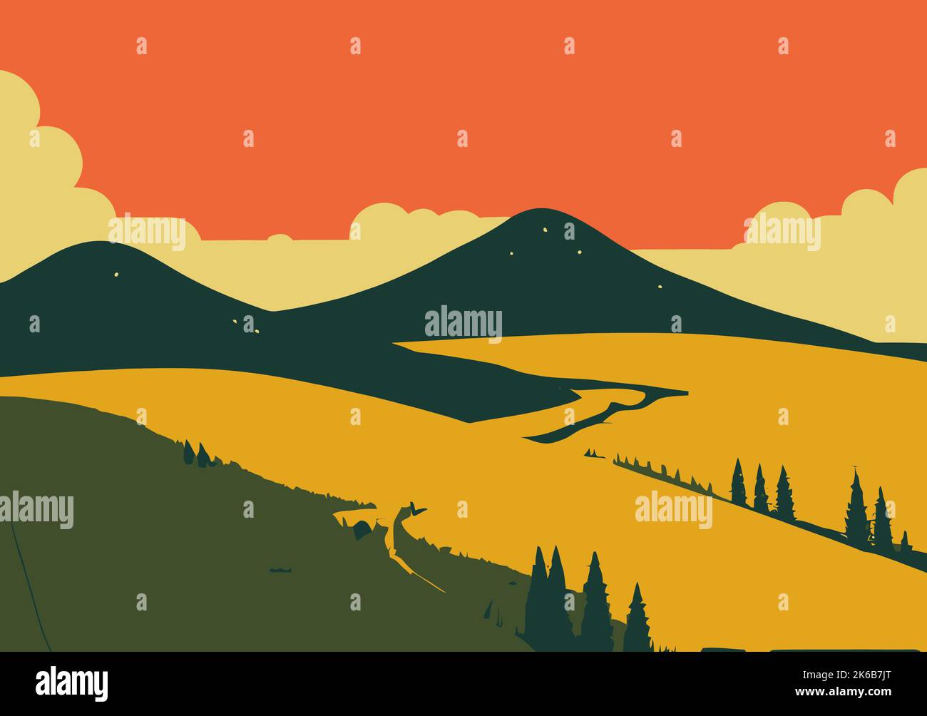 A digital drawing of prairie in bright colors Stock Vector Image & Art ...