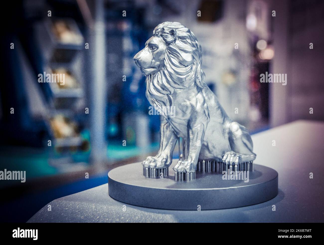 Object printed on metal 3d printer close-up. Object printed in laser ...