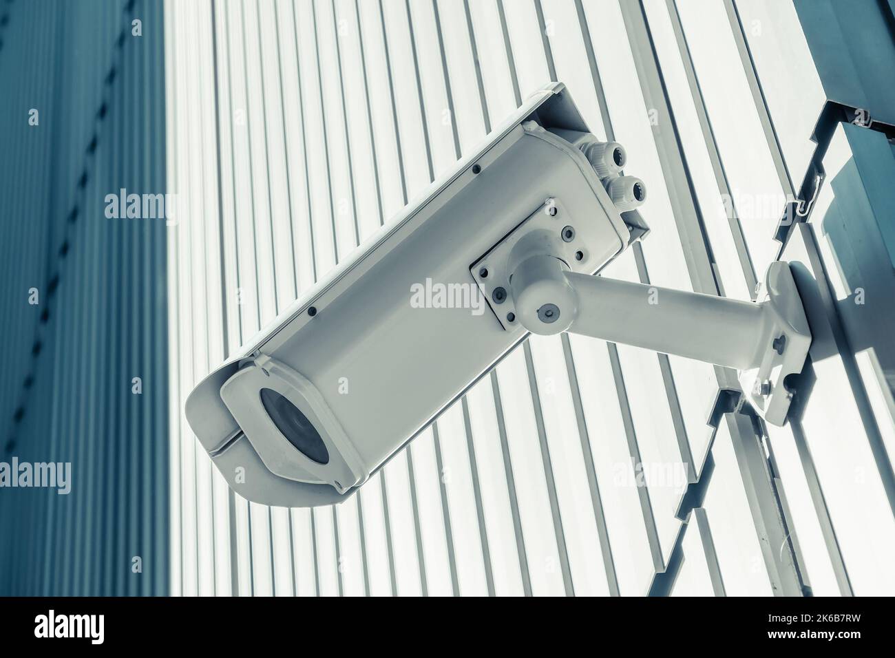 Outdoor street CCTV Security camera installed on the building wall in ...