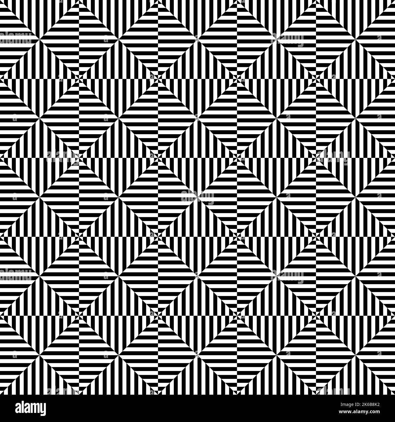 Abstract op art seamless pattern. Decorative black and white optical ...