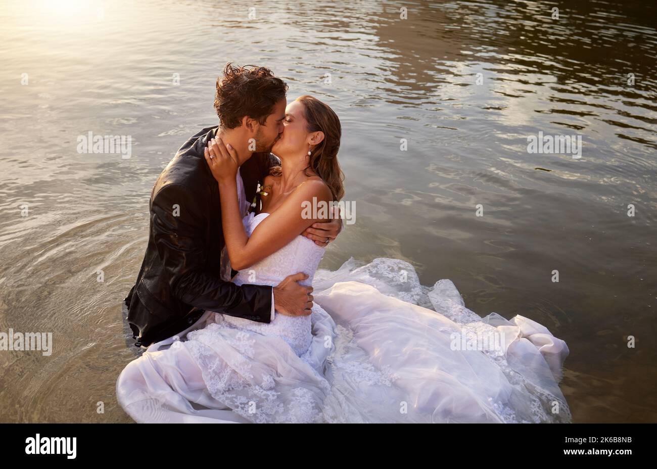 All I want is you, forever. an affectionate bride and groom outside on ...