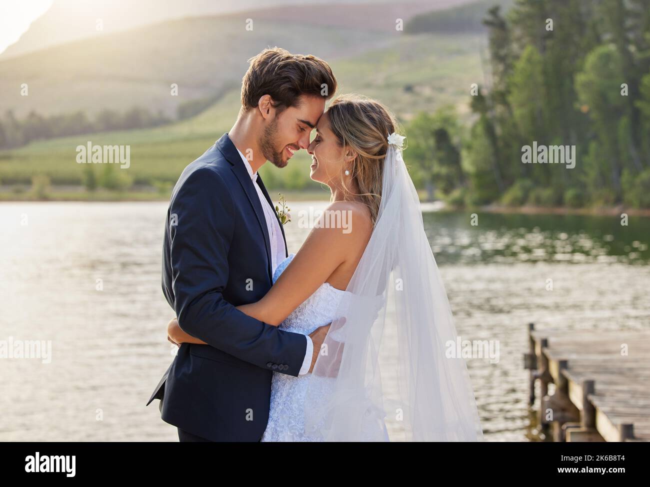 The power of love. an affectionate bride and groom outside on their ...