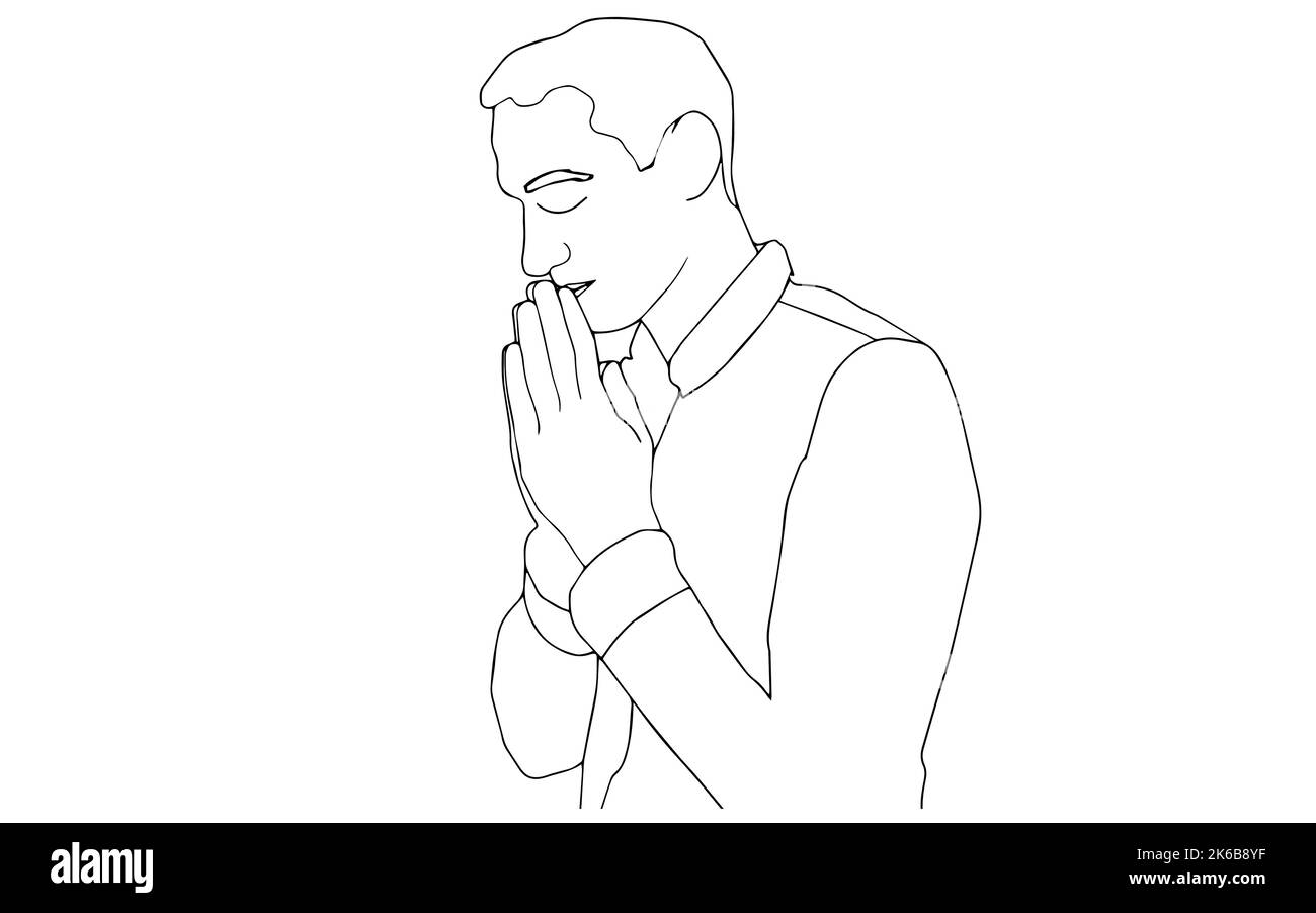 Continuous one line man praying outline Stock Vector Image & Art - Alamy Continuous one line man praying outline Stock Vector Image & Art - Alamy