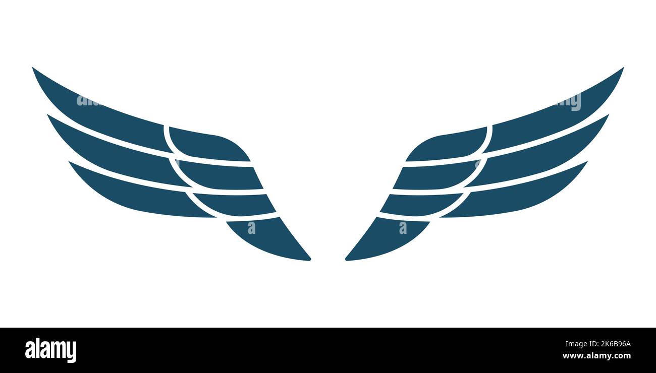 High quality dark blue open wings icon on white background. Pictogram ...
