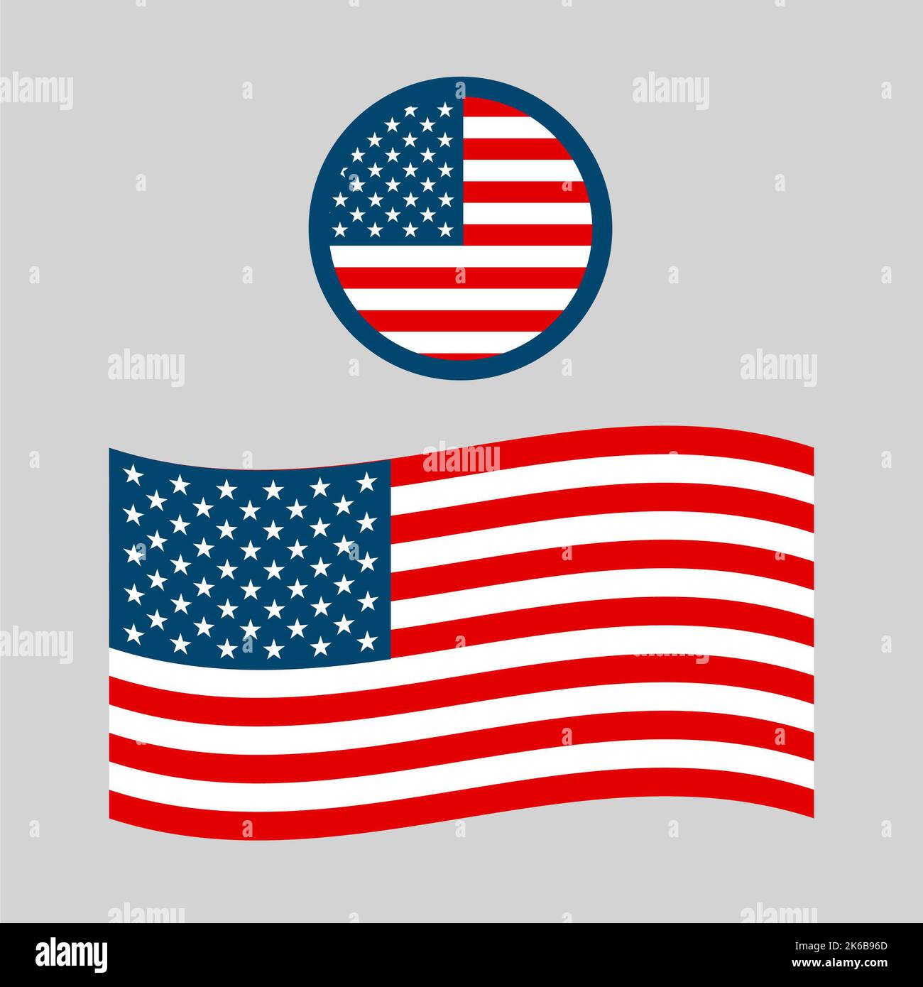 High quality American flag icon on gray background. Pictogram, icon set ...
