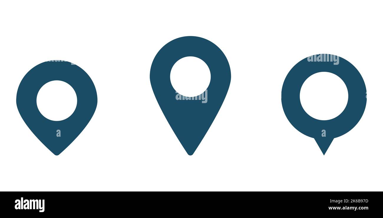 Location pin collection, destination point icons on white background ...