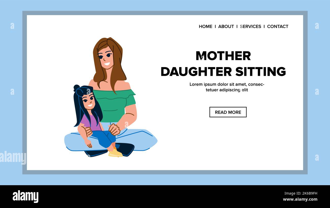 Mother Daughter Sitting Vector Stock Vector Image And Art Alamy