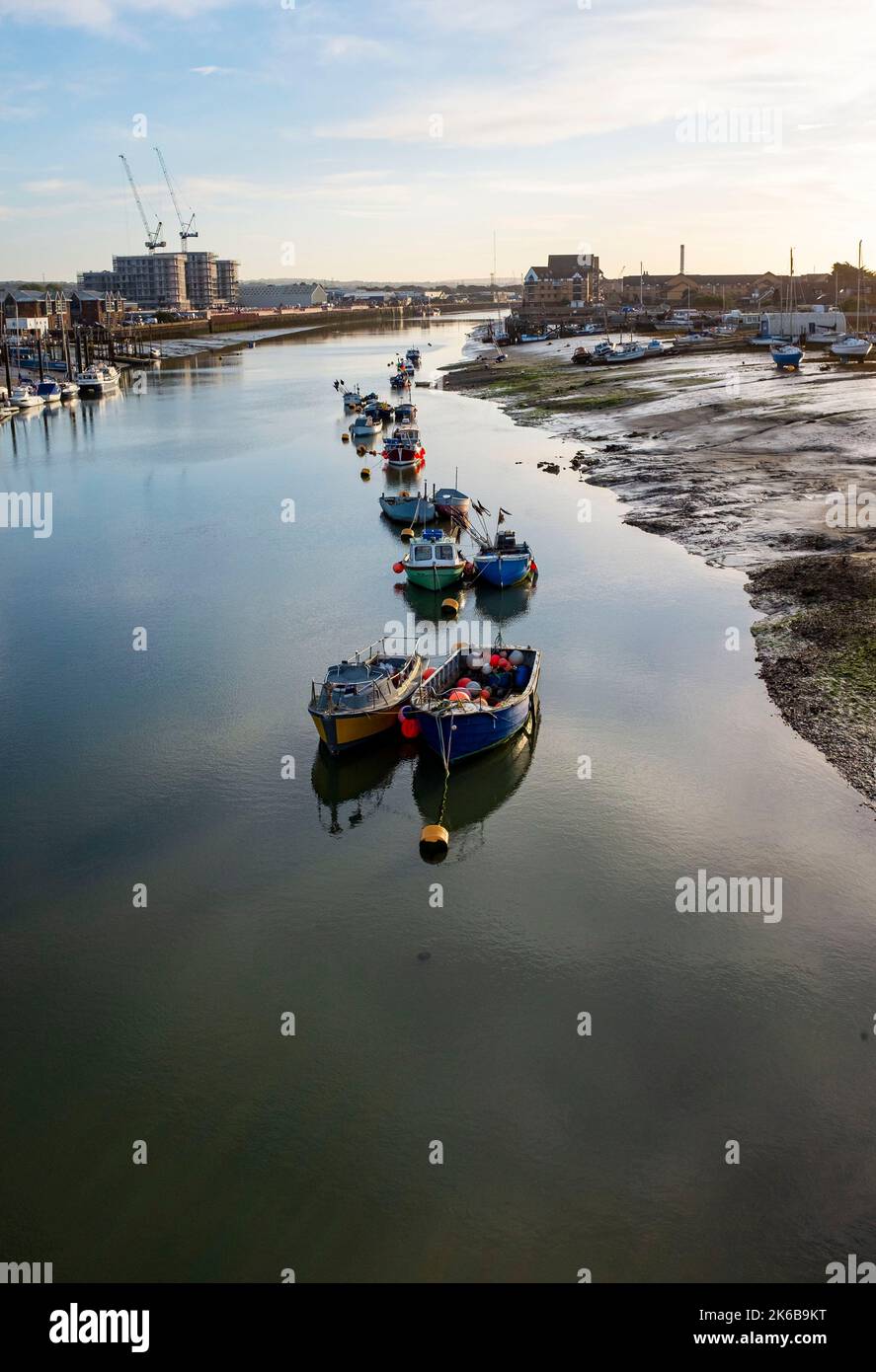 View over the River Adur at low tide Shoreham-by-Sea , Sussex , England ...