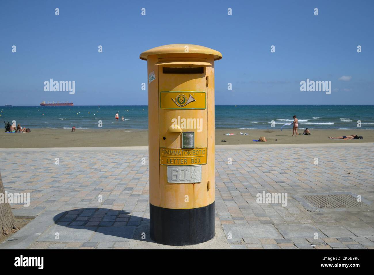 A traditional antique Cypriot post box along the Larnaca beach Stock ...