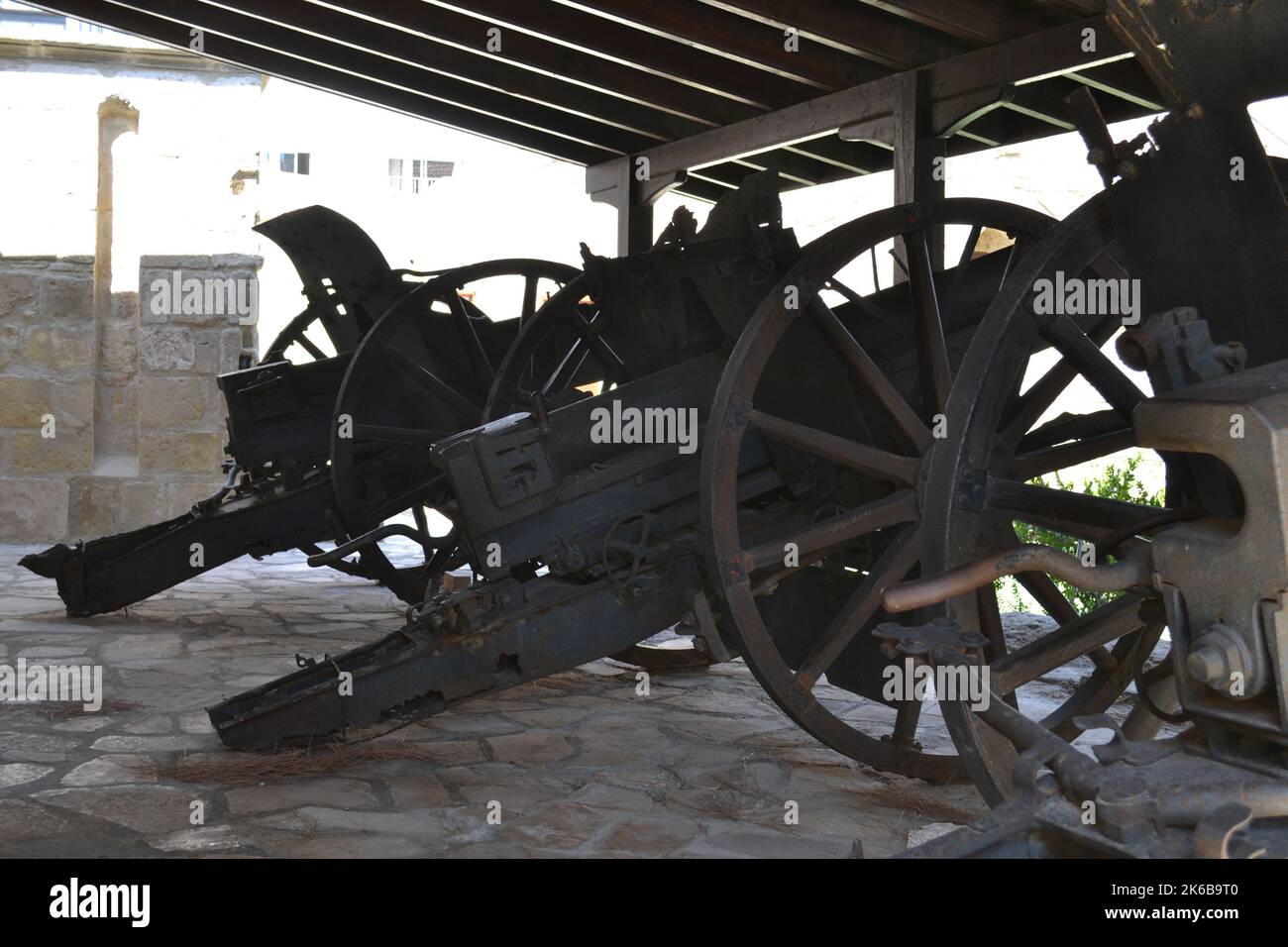 The old german artillery guns in Larnaca castle Stock Photo - Alamy