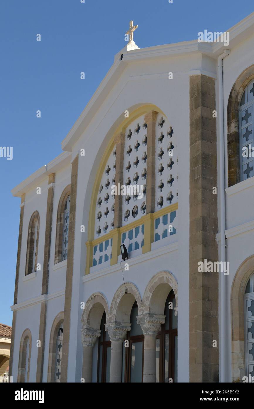 A vertical of Saint Epiphanios Greek Orthodox Church in Alethriko ...
