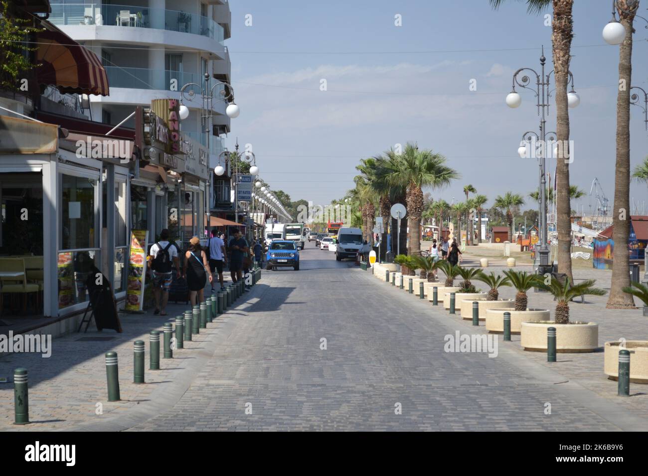 A view of the beach strip in Larnaca, Cyprus Stock Photo - Alamy