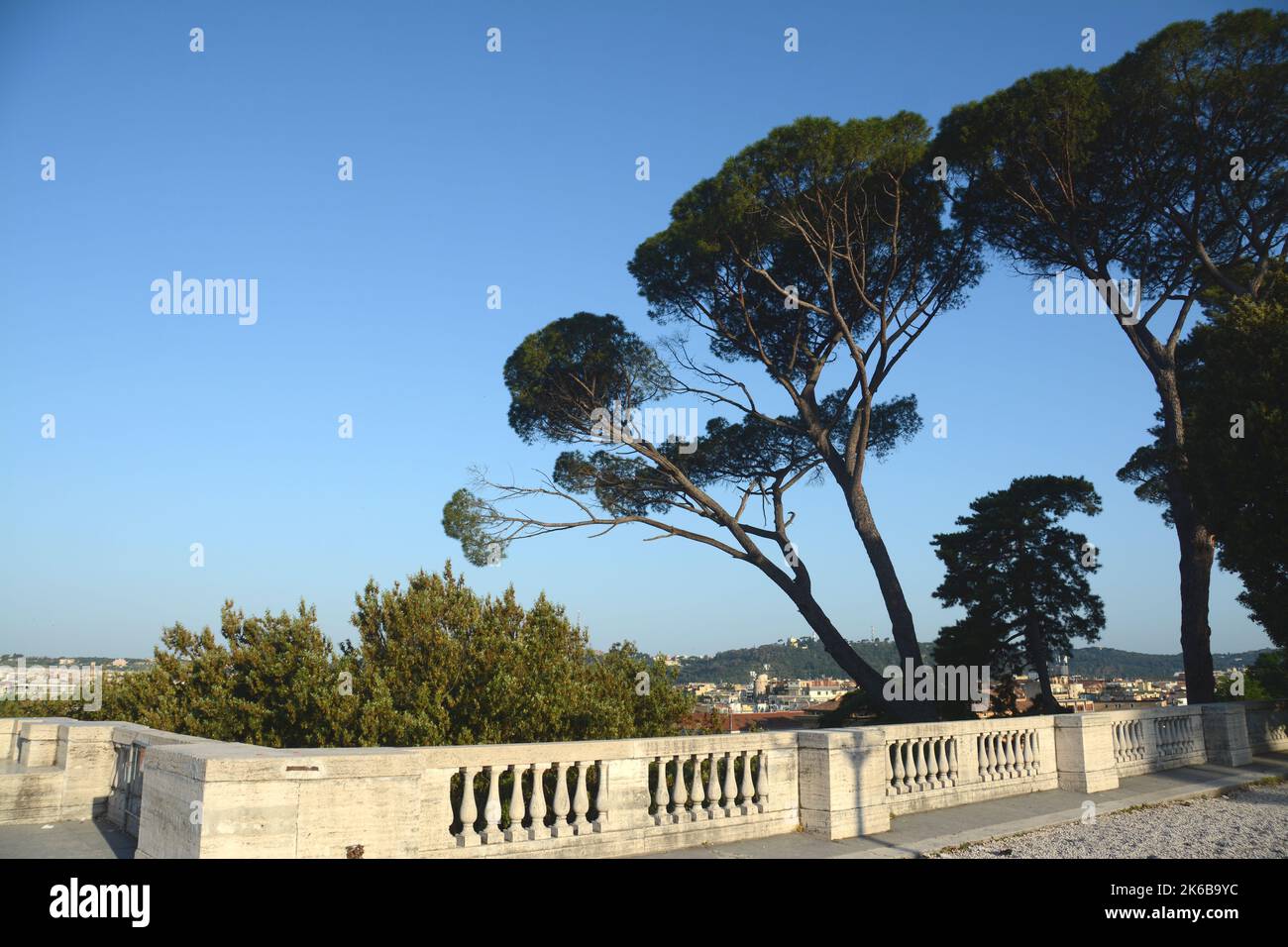 the baroque-style terrace of the Pincio, a well-known panoramic point ...