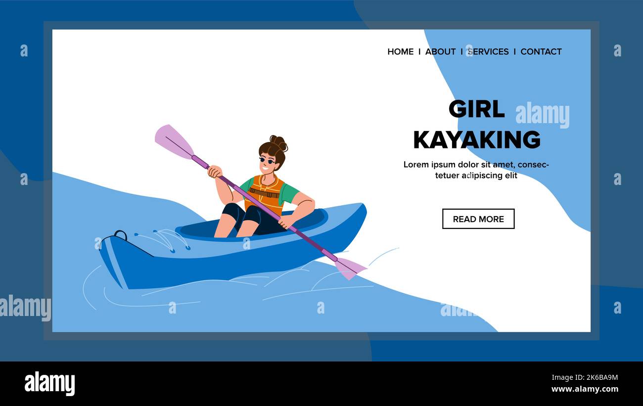 girl kayaking vector Stock Vector Image & Art - Alamy