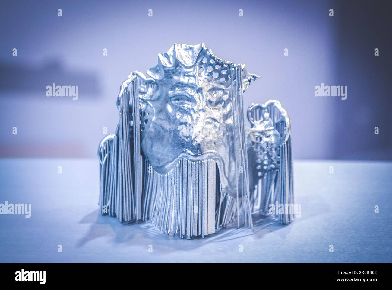 Object printed on metal 3d printer. Dental crowns printed in laser ...