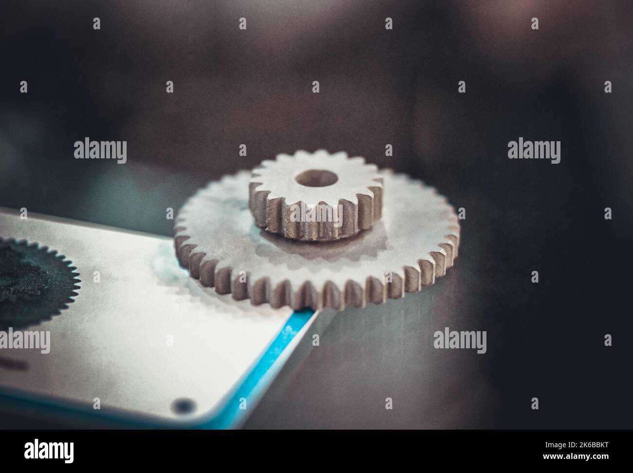 Selective Laser Melting. Object printed on metal 3d printer. Model ...