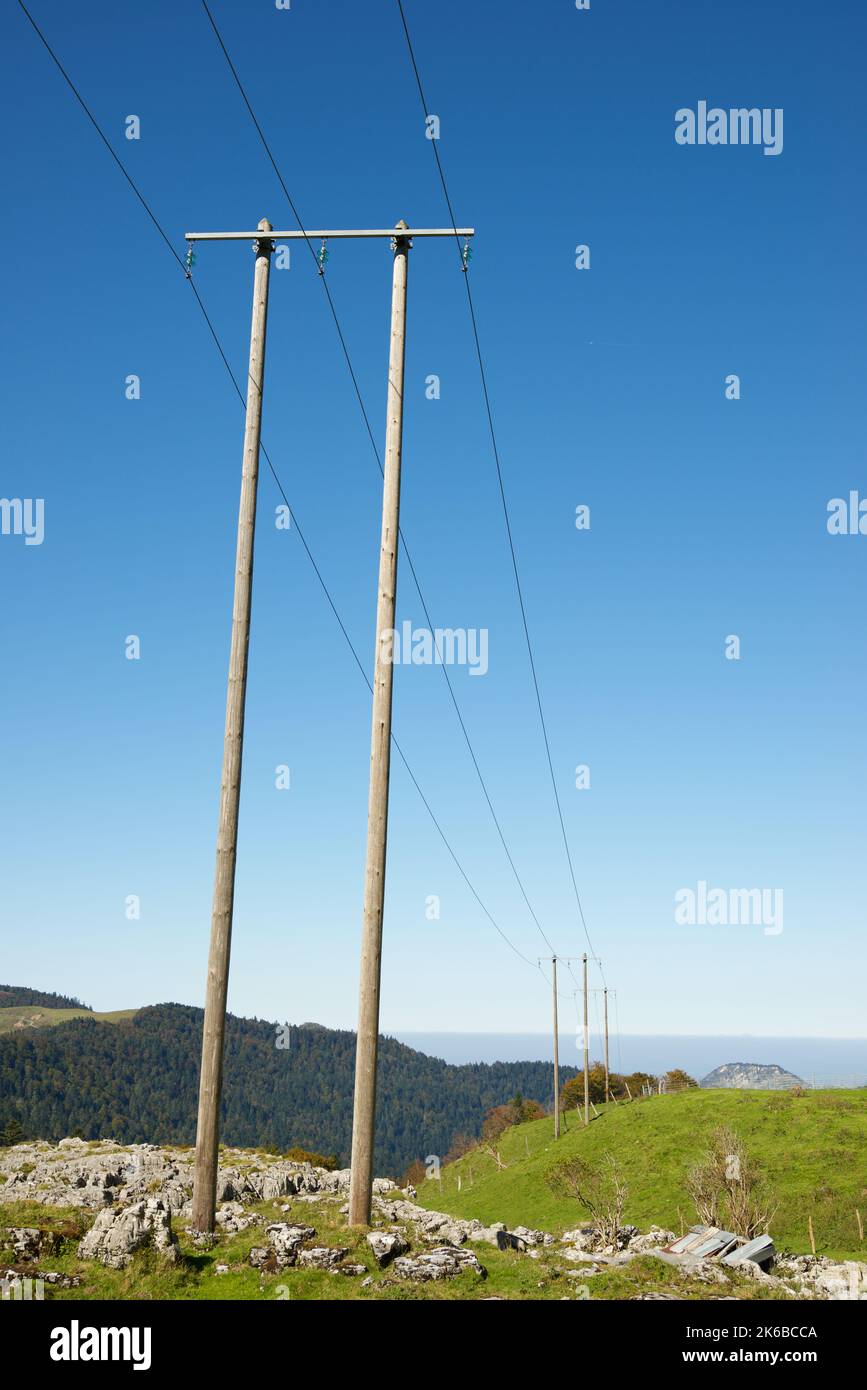 Power line in Pyrenees, France Stock Photo - Alamy