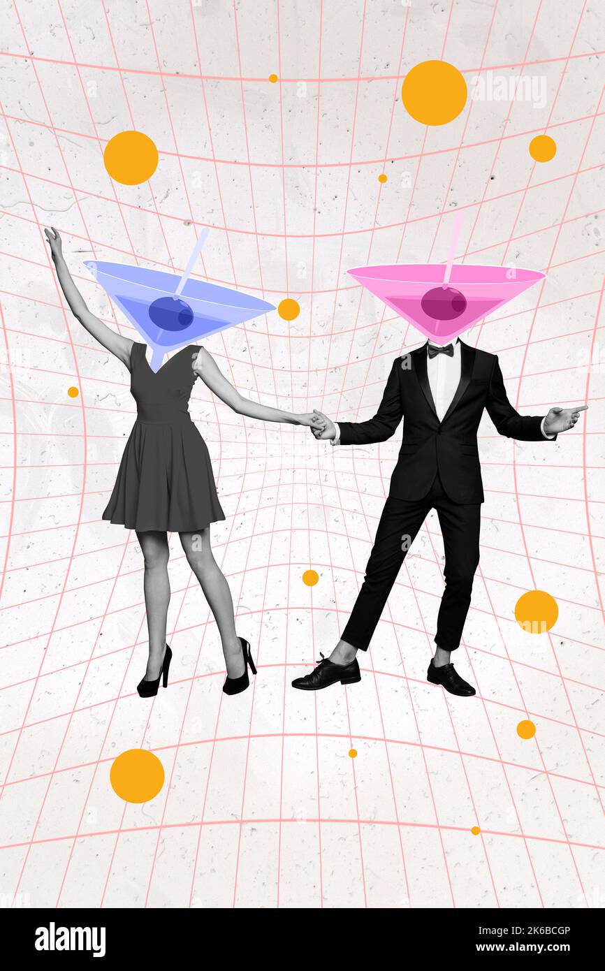 Collage photo youngster couple celebrate event dancer opening new ...