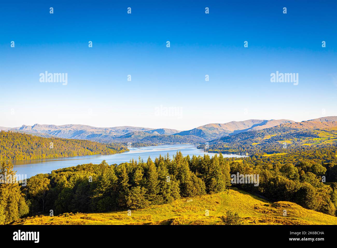 Aerial view of Windermere in Lake District, a region and national park ...