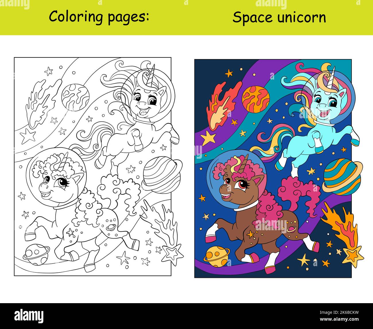 space unicorn coloring pages