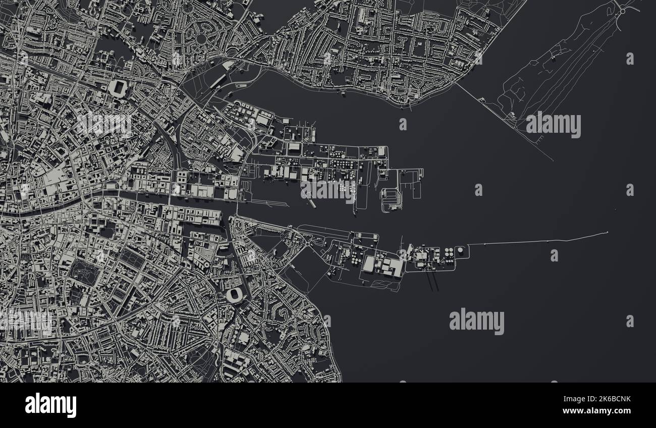 Dublin map satellite view hi-res stock photography and images - Alamy