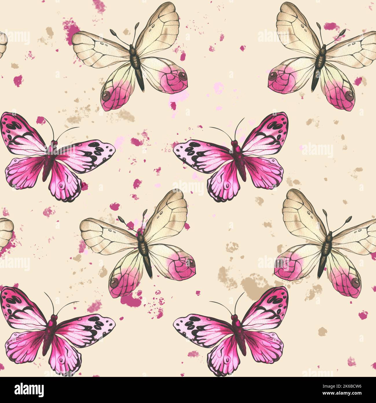 Butterflies. pattern. watercolor illustration of colorful insects ...