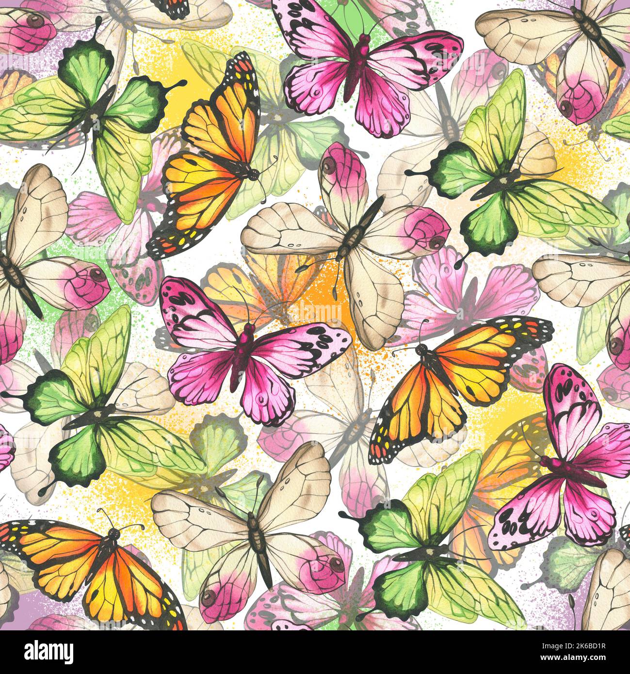 Butterflies. pattern. watercolor illustration of colorful insects ...