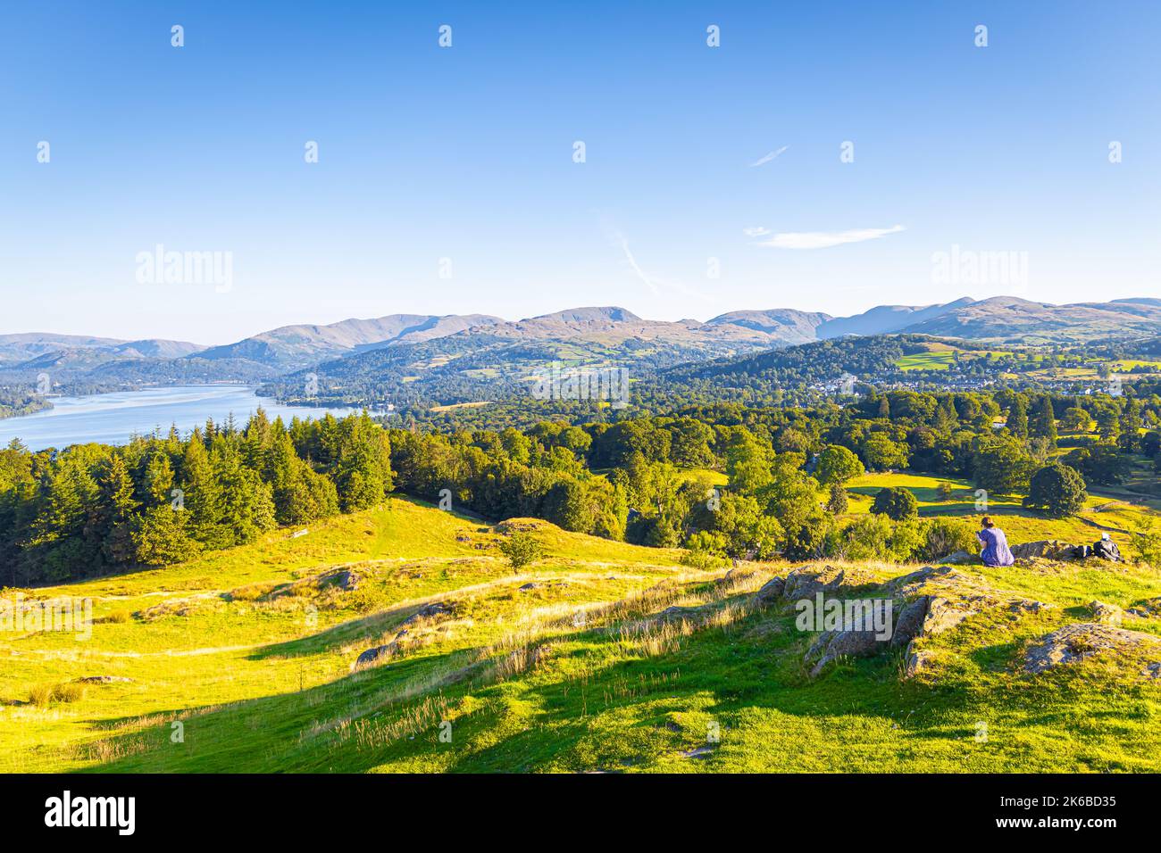 Aerial view of Windermere in Lake District, a region and national park ...