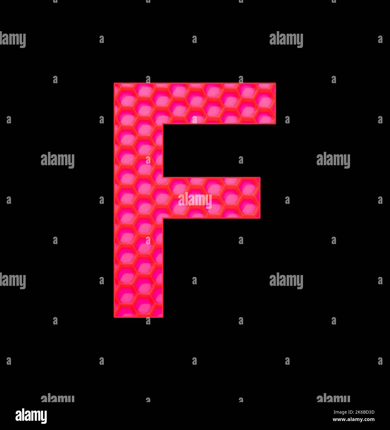 Uppercase letter F - Silicone background with red hexagons Stock Photo ...