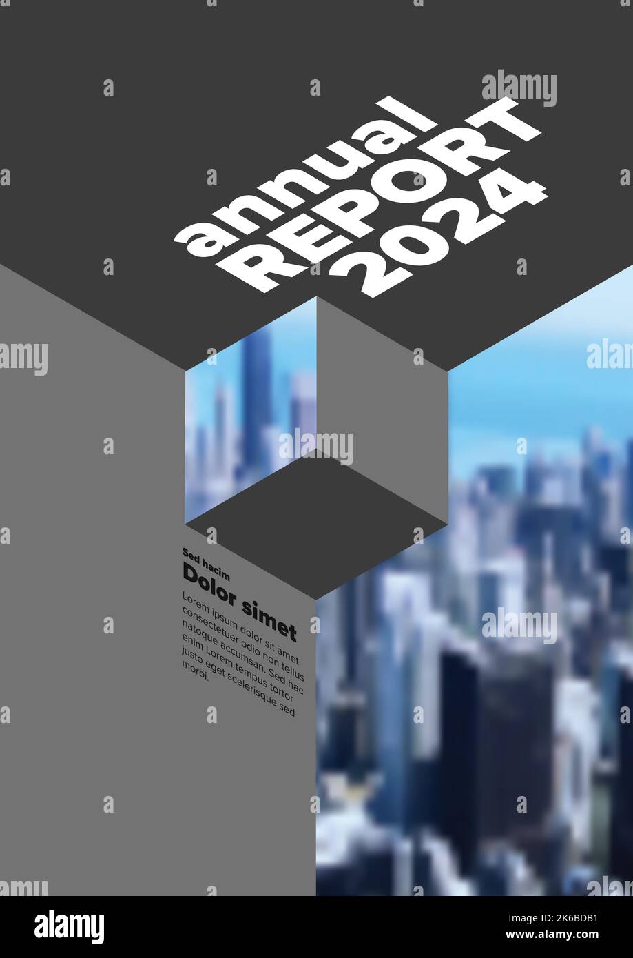 Vector abstract annual report cover template with abstract isometric ...