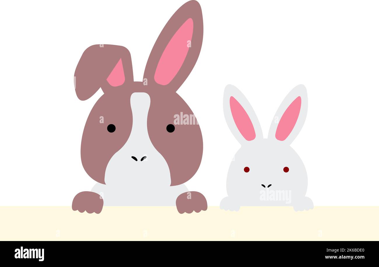 Two rabbits looking straight ahead. Vector illustration Stock Vector ...