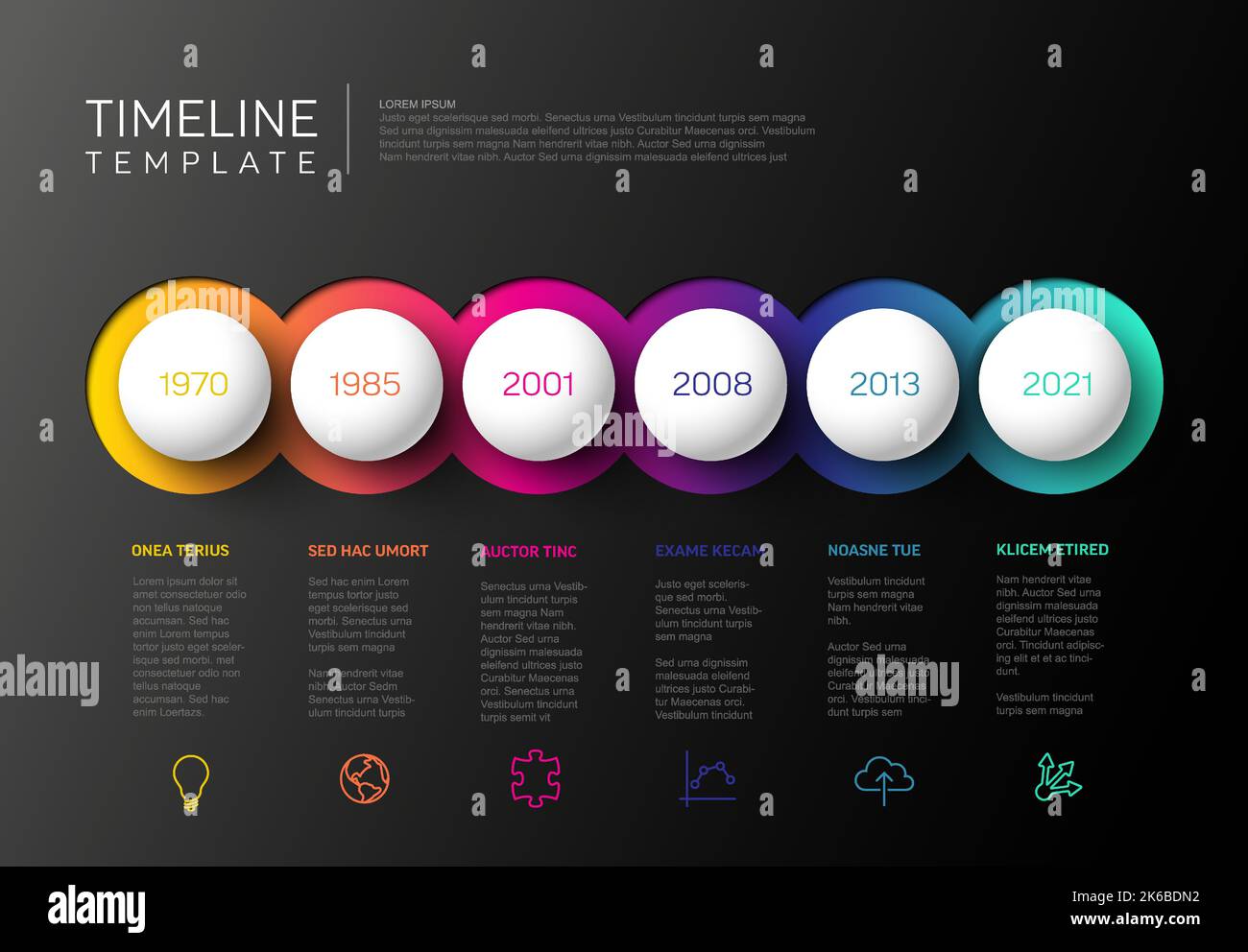 Vector Infographic Company Milestones Timeline Template with big white ...