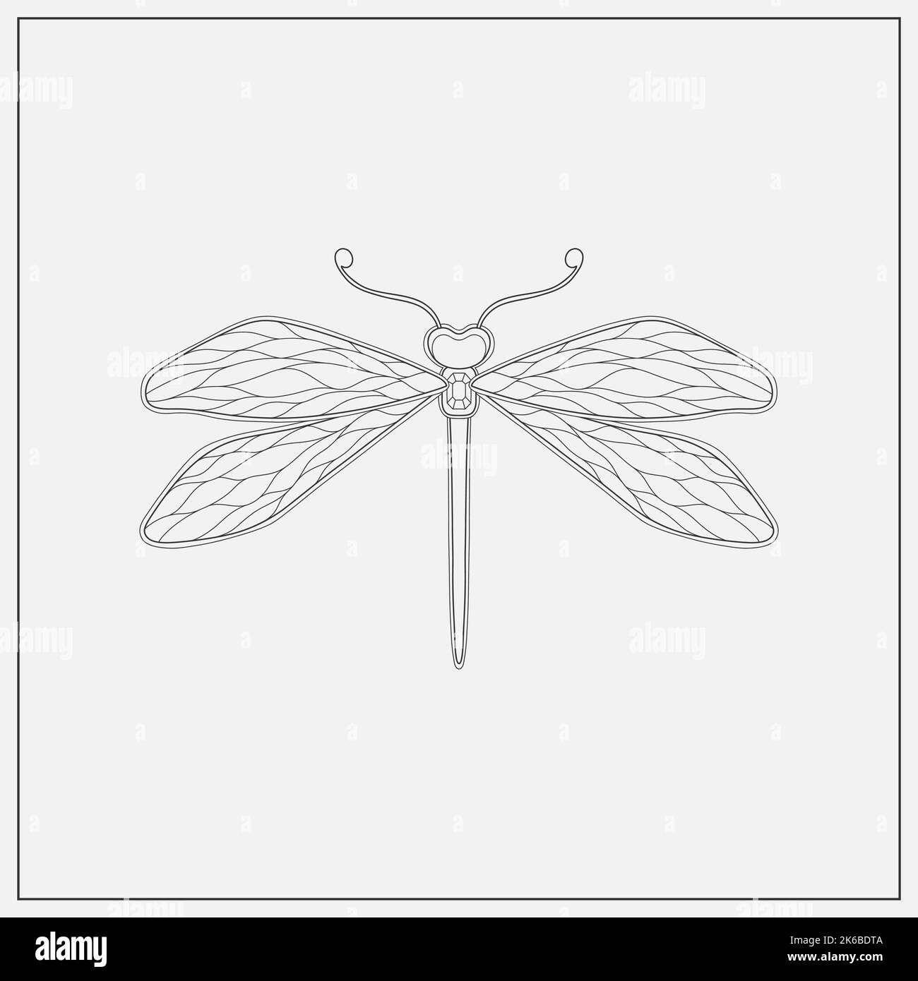 Art nouveau style dragonfly insect basic element. 1920-1930 years ...