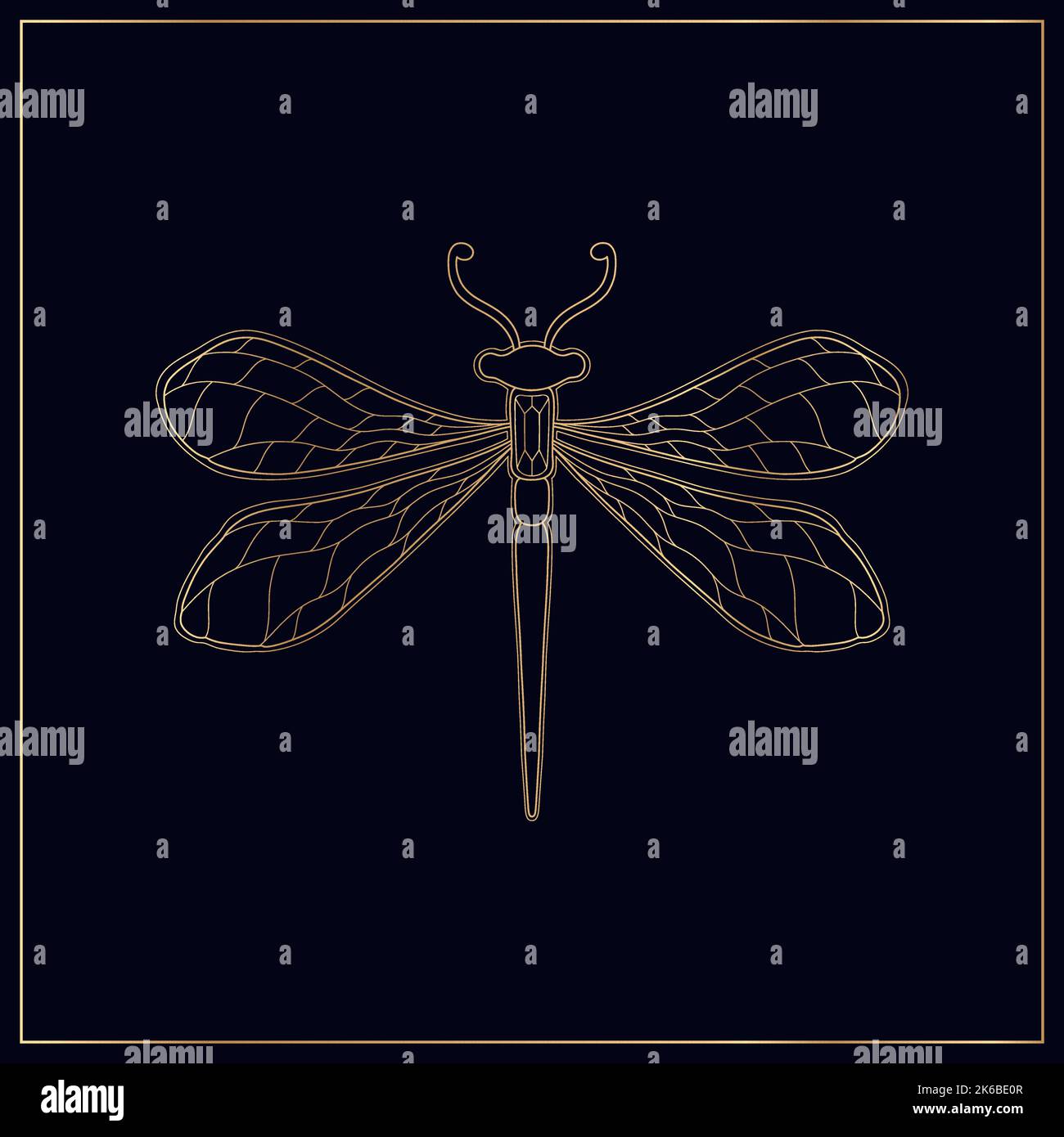 Art nouveau style dragonfly insect basic element. 1920-1930 years ...