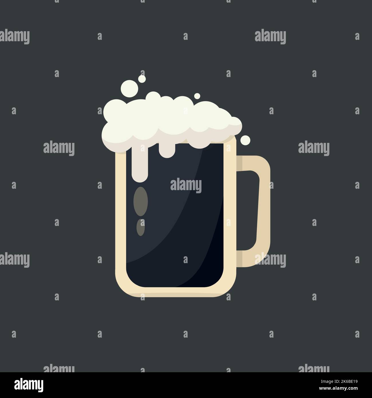 Large mug of fresh dark foamy beer - Vector illustration Stock Vector ...