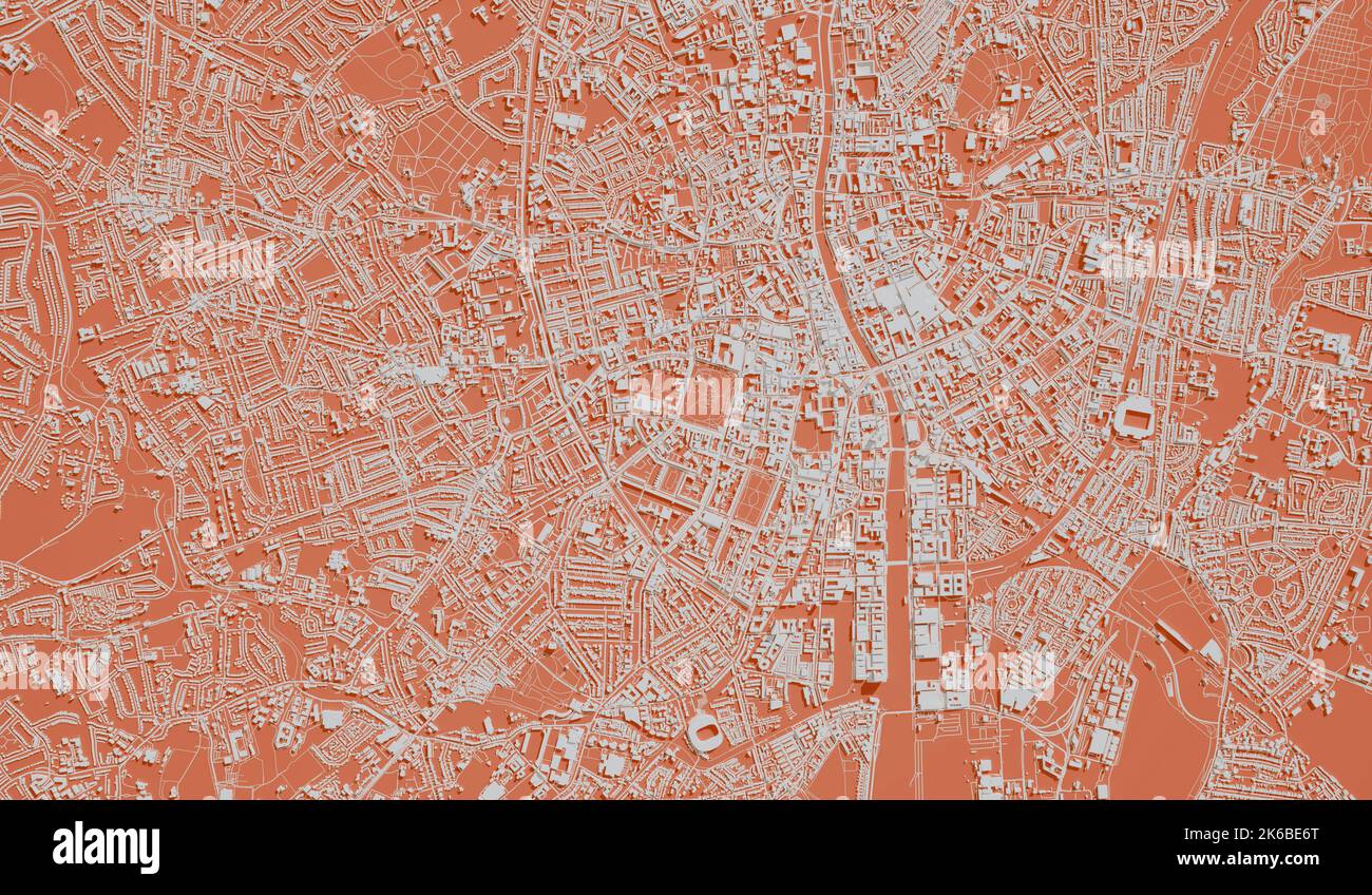 Dublin, Ireland city map aerial view. minimal design. 3D Rendering. 3D ...